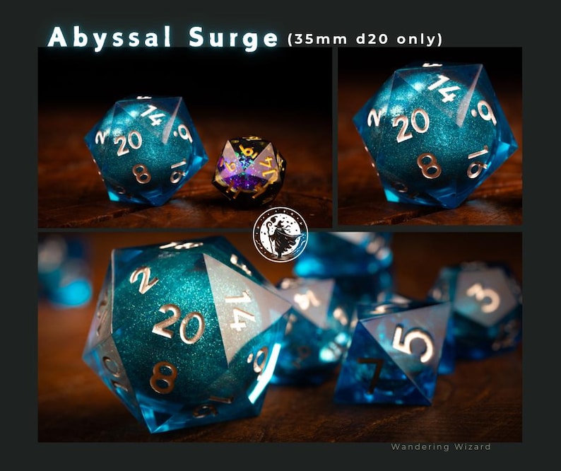 Giant Liquid Core D20 Dice for D&D | 35mm Oversized Emerald Die ...