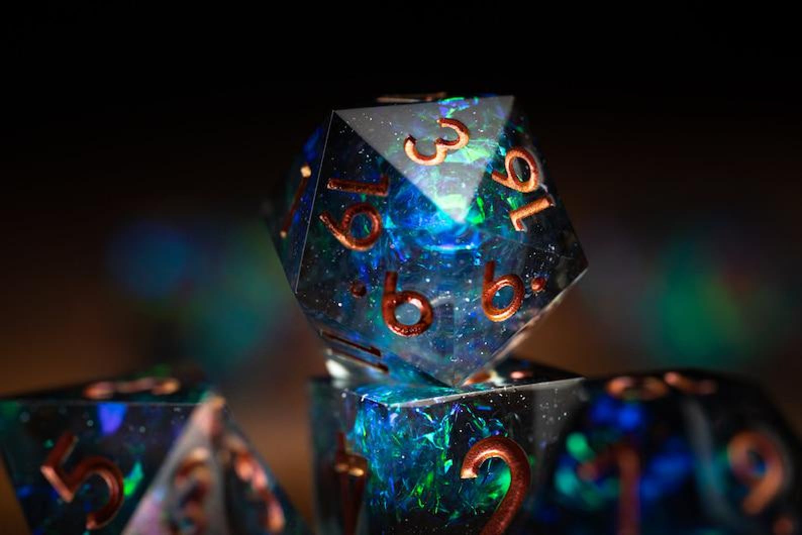 Blue Space Dice Set for Dnd | Sharp Edge Glitter Polyhedral Dice ...