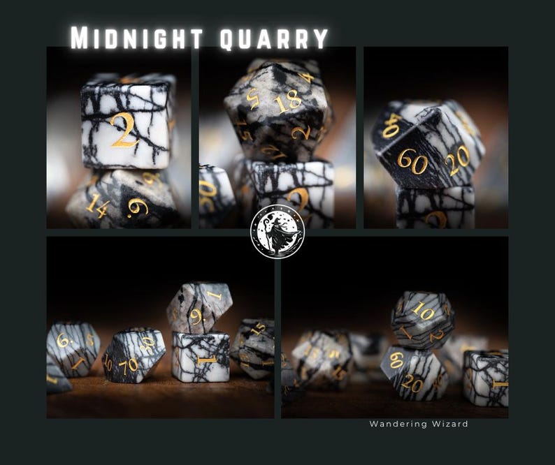 Howlite Gemstone Dice Set for Dnd | Sharp Edge Polyhedral Dice | White ...