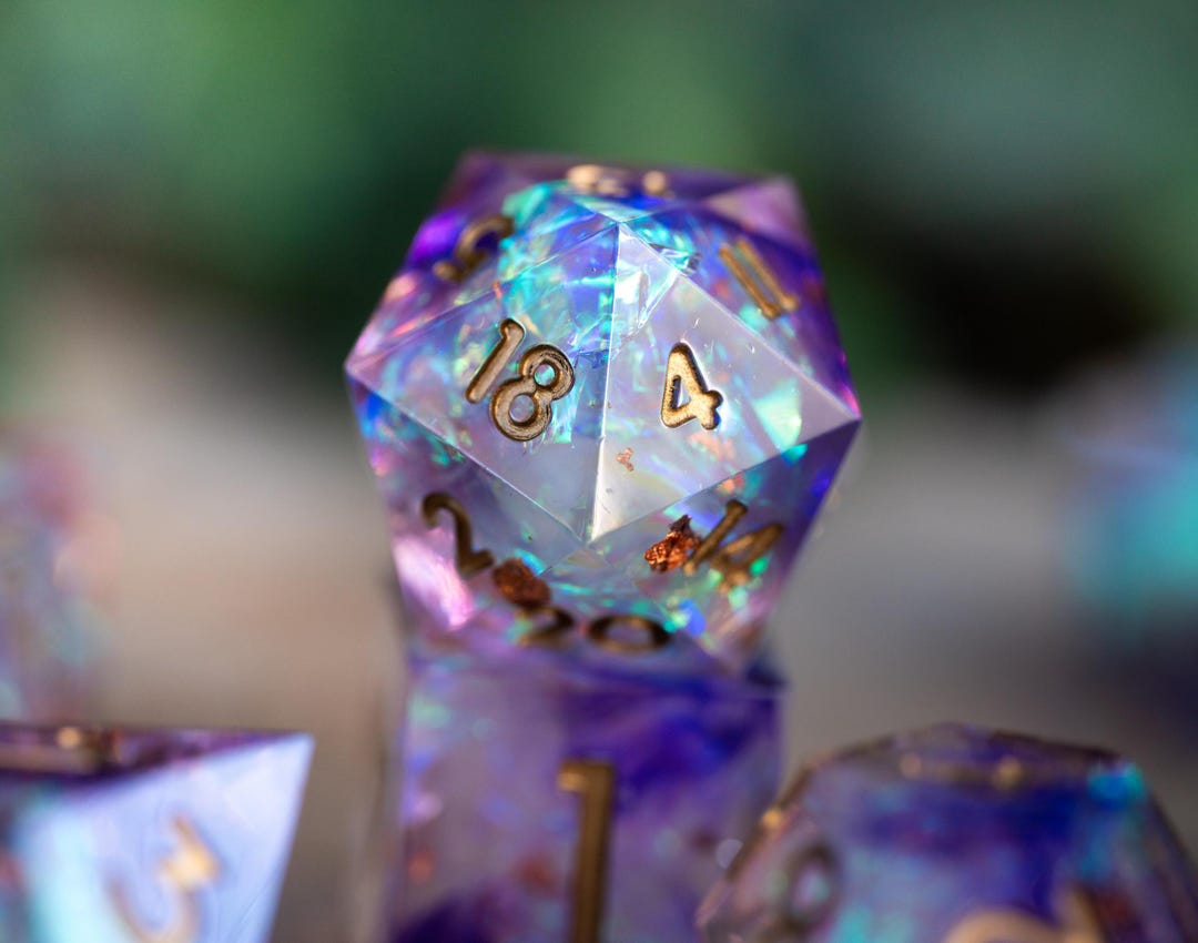 Dnd Dice / Sharp Edge Dice / Glitter Dnd Dice Set / Duskbloom / Purple ...
