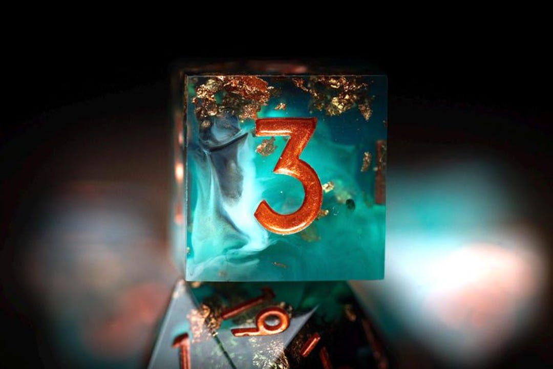 Green Ocean Space Dice Set for Dnd | Sharp Edge Glitter Polyhedral Dice ...
