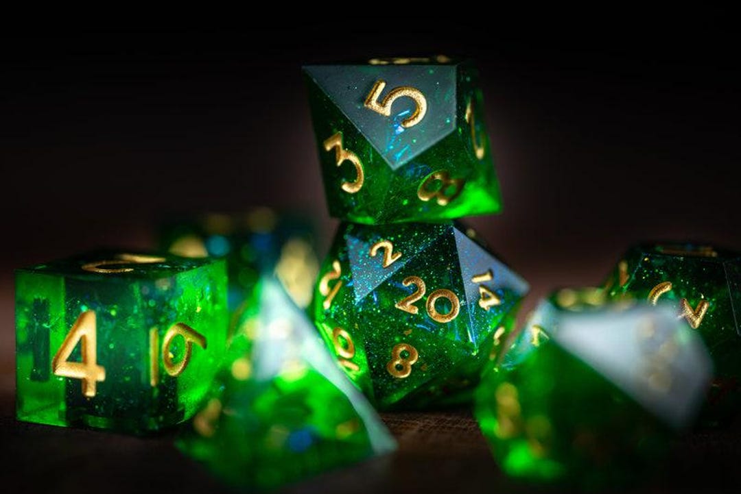 Green Sharp Edge Dice Set for Dnd | Polyhedral Resin Dice | Dragon’s ...
