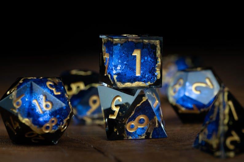 Blue Geode Dice Set for Dnd | Sharp Edge Polyhedral Dice | Resin Frozen ...