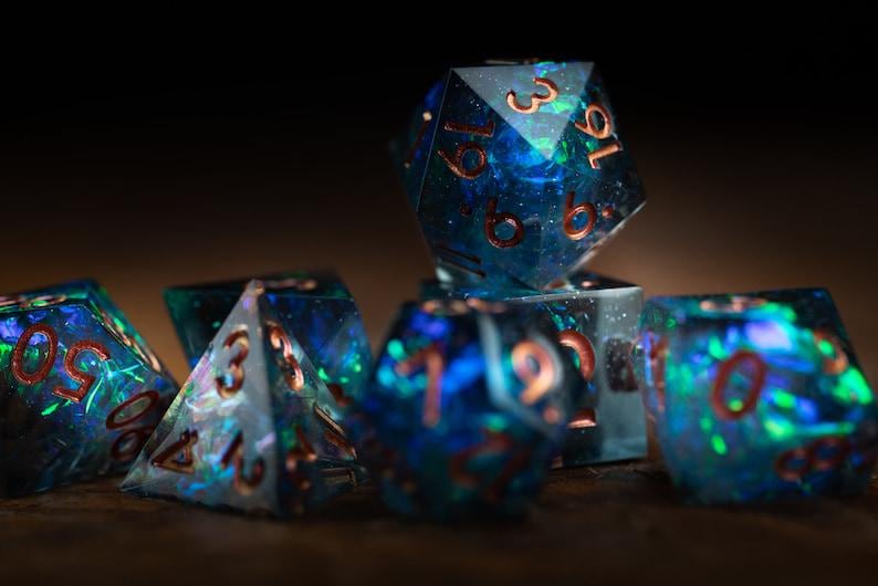 Blue Space Dice Set for Dnd | Sharp Edge Glitter Polyhedral Dice ...