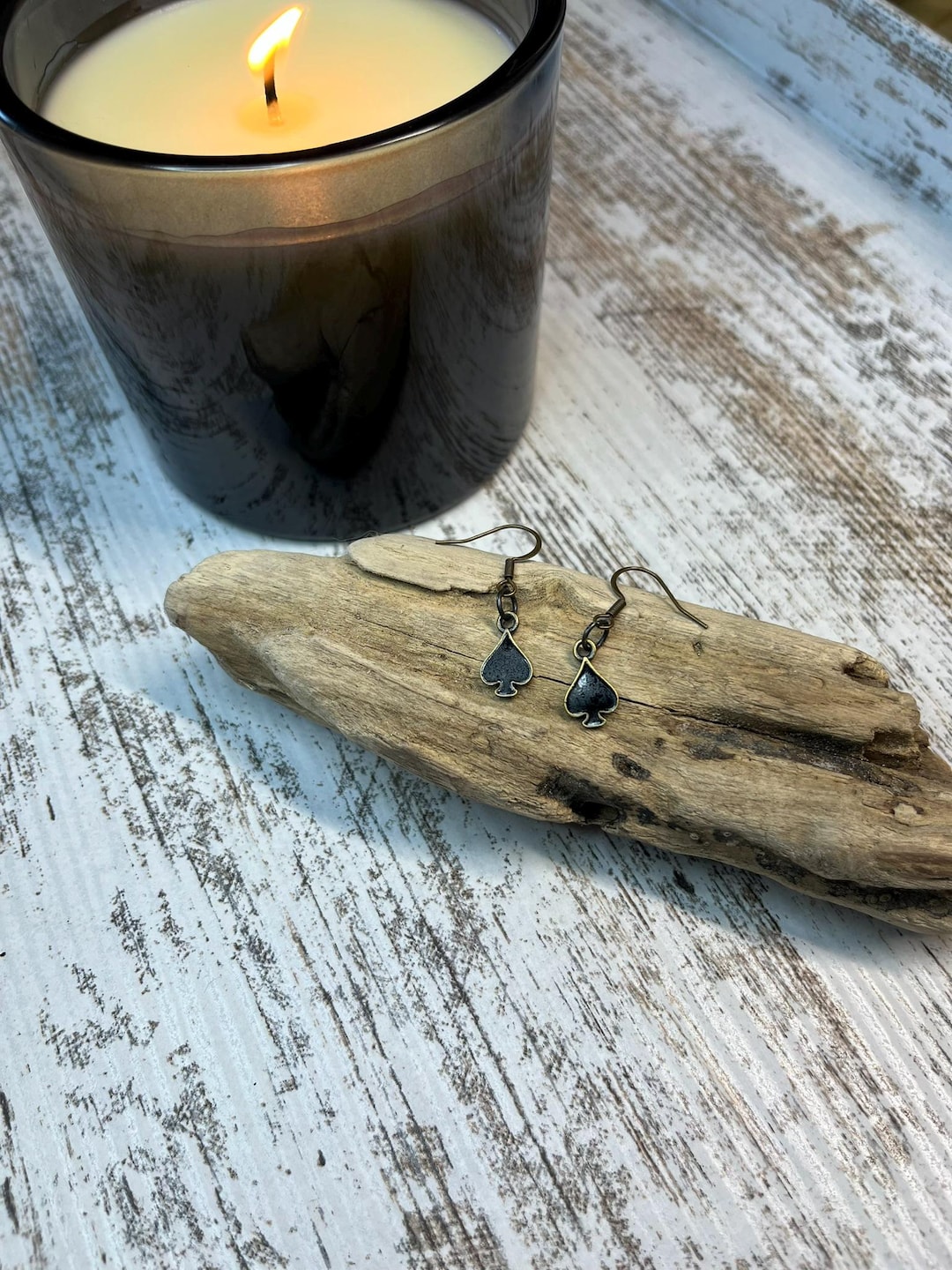 Queen of Spades Earrings | BBC Jewelry | Antique Brass Fishhook Earwire ...