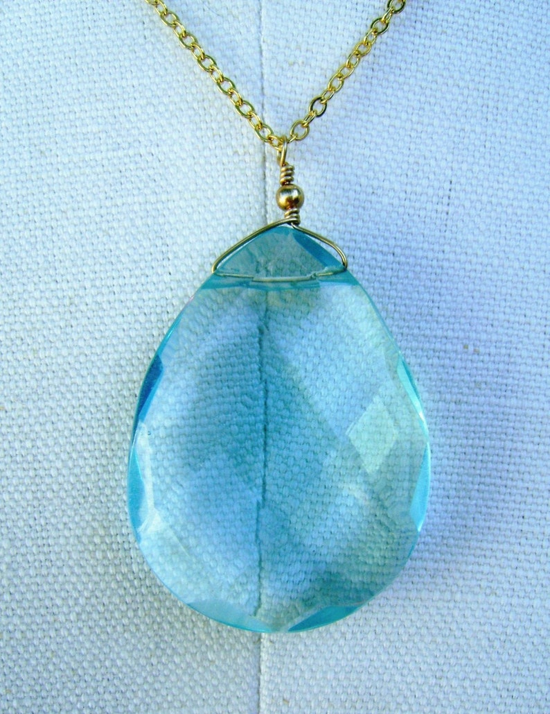 Faceted Teardrop Shaped Light Blue Quartz Necklace - Etsy