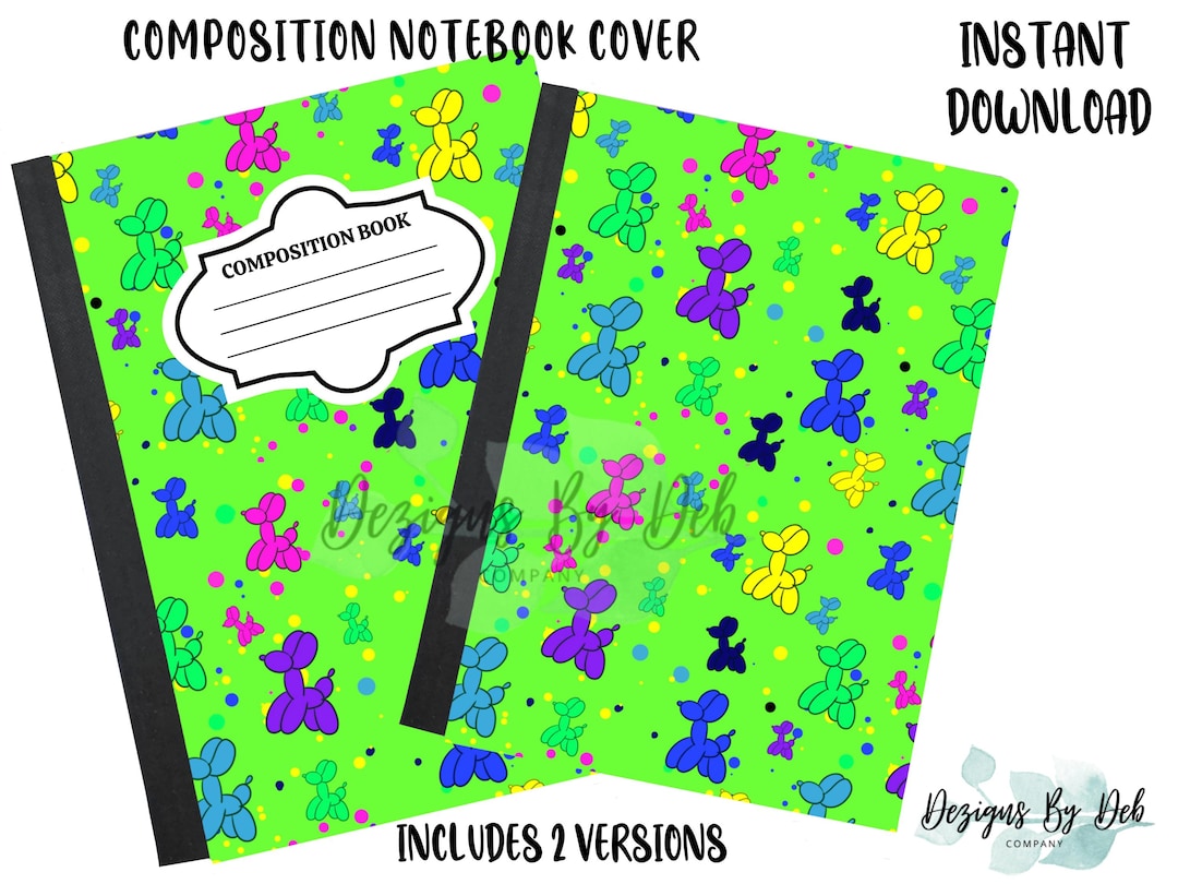 Printable Composition Notebook Cover PNG Trendy Balloon Dog Personal ...