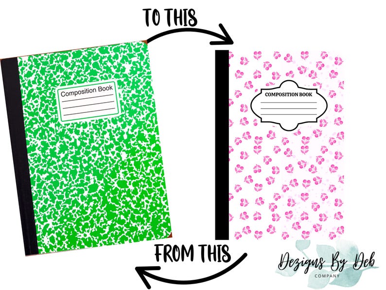 Printable Composition Notebook Cover PNG Trendy Coquette Bow Personal ...