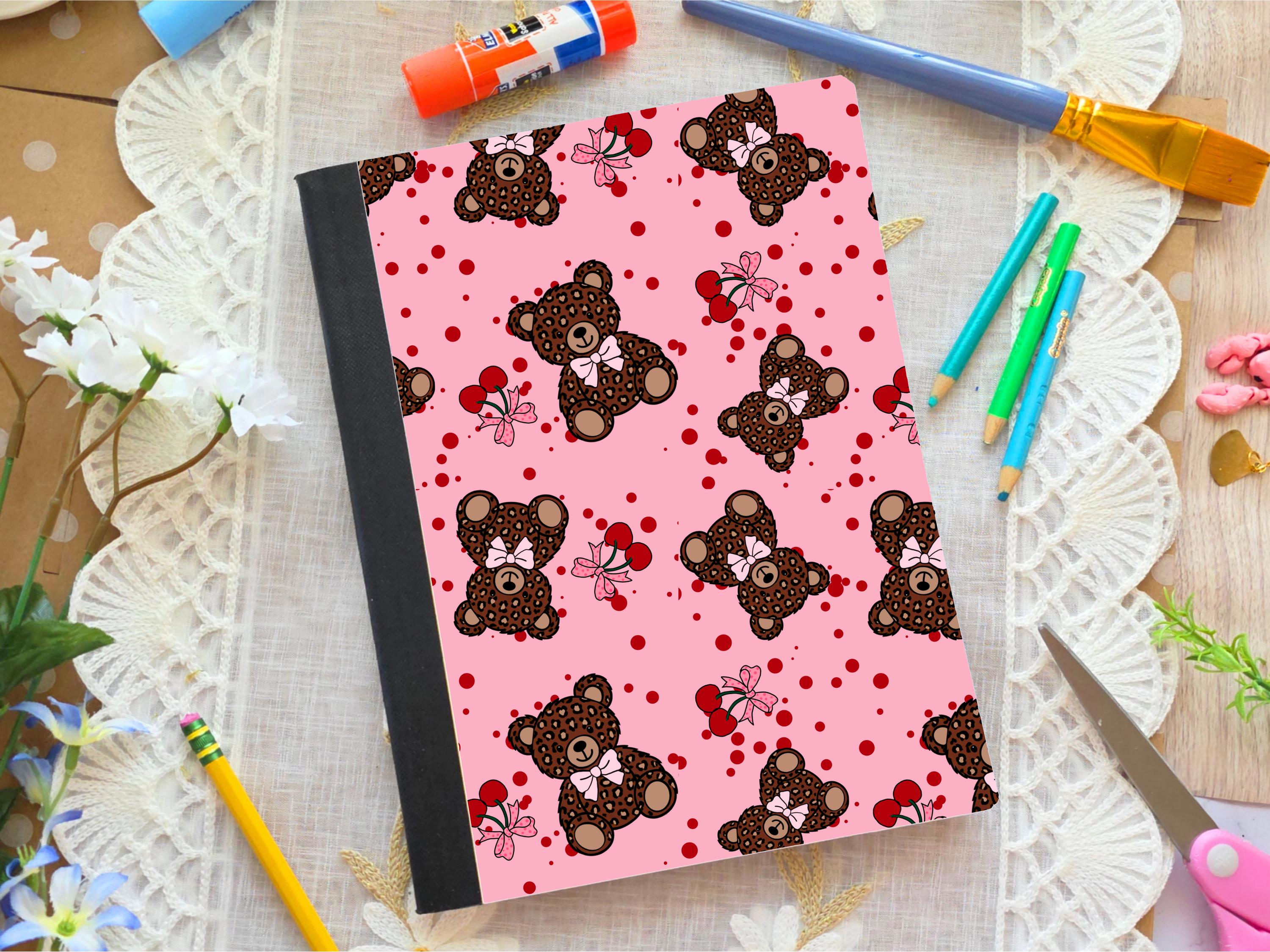 Printable Composition Cheetah Print Teddy Bear Notebook Cover PNG ...