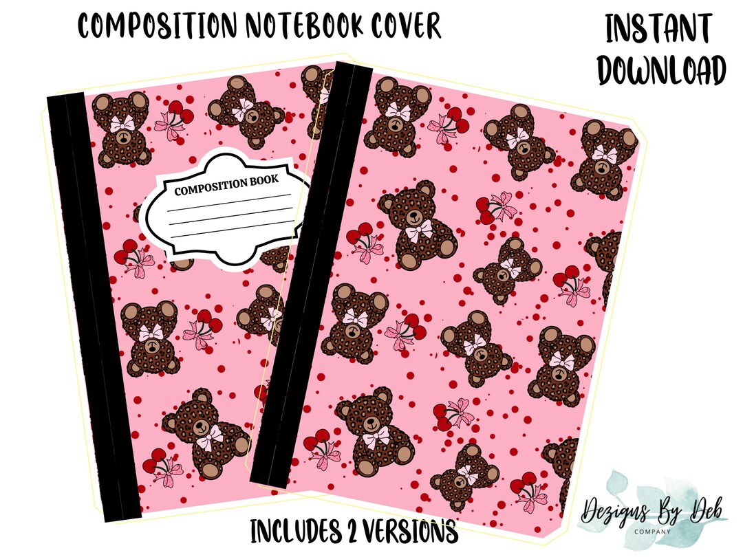Printable Composition Cheetah Print Teddy Bear Notebook Cover PNG ...