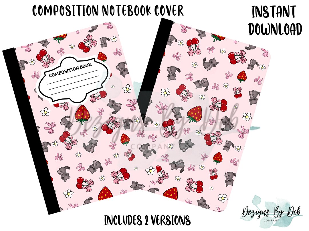 Printable Composition Notebook Cover PNG Trendy Coquette Bow Personal ...