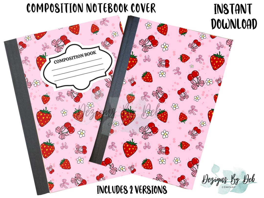 Printable Composition Notebook Cover PNG Trendy Coquett Bow Personal ...