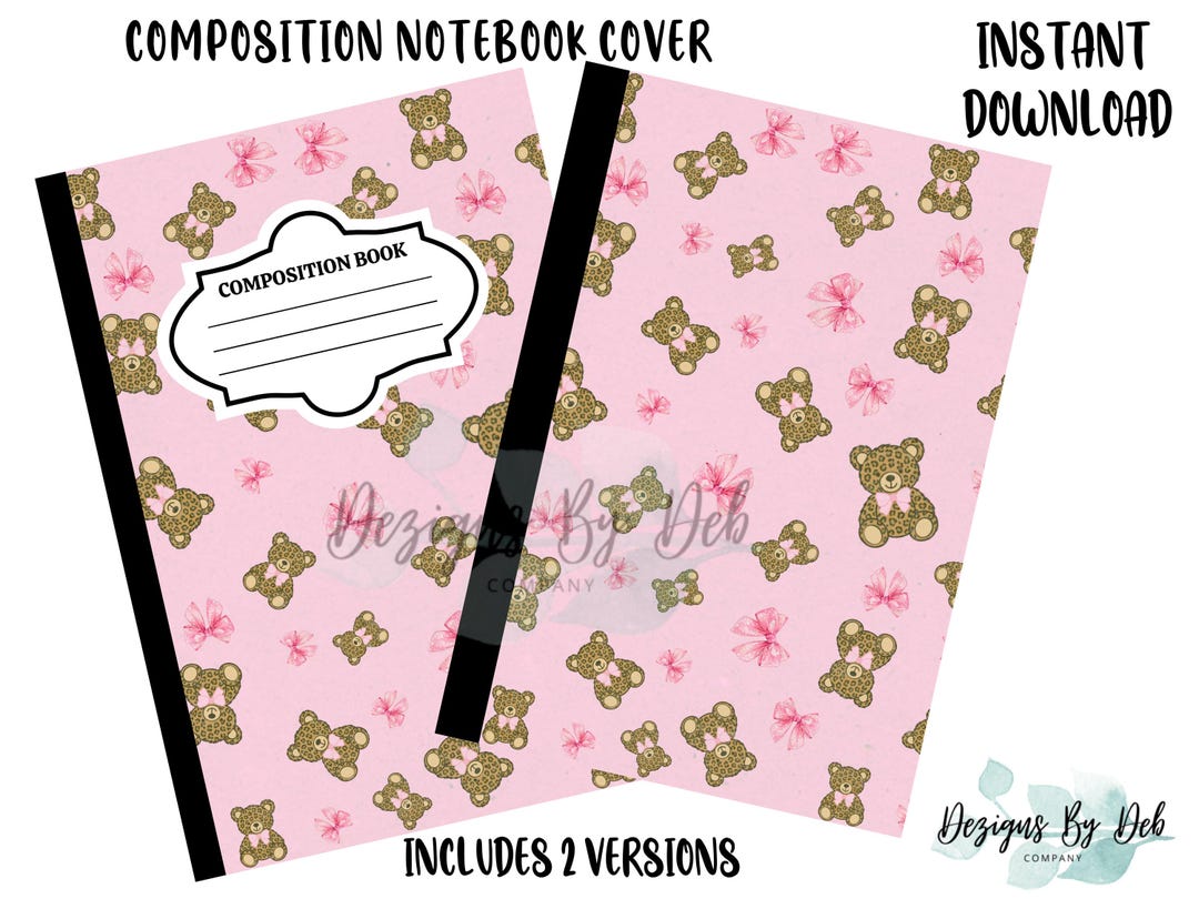 Printable Composition Cheetah Print Teddy Bear Notebook Cover PNG ...