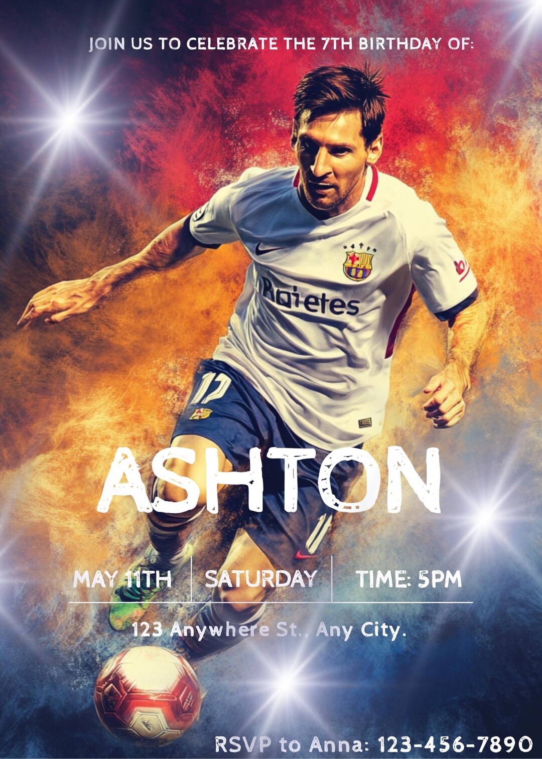 Messi Birthday Invitation - Etsy