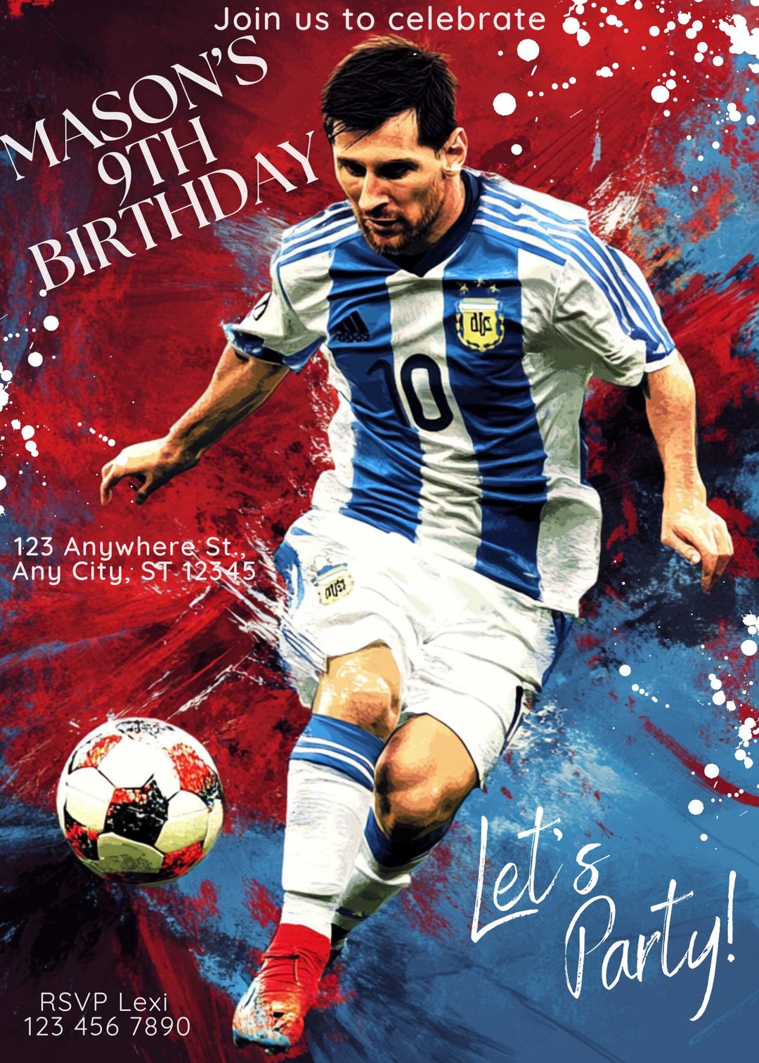 Messi Birthday Invitation - Etsy
