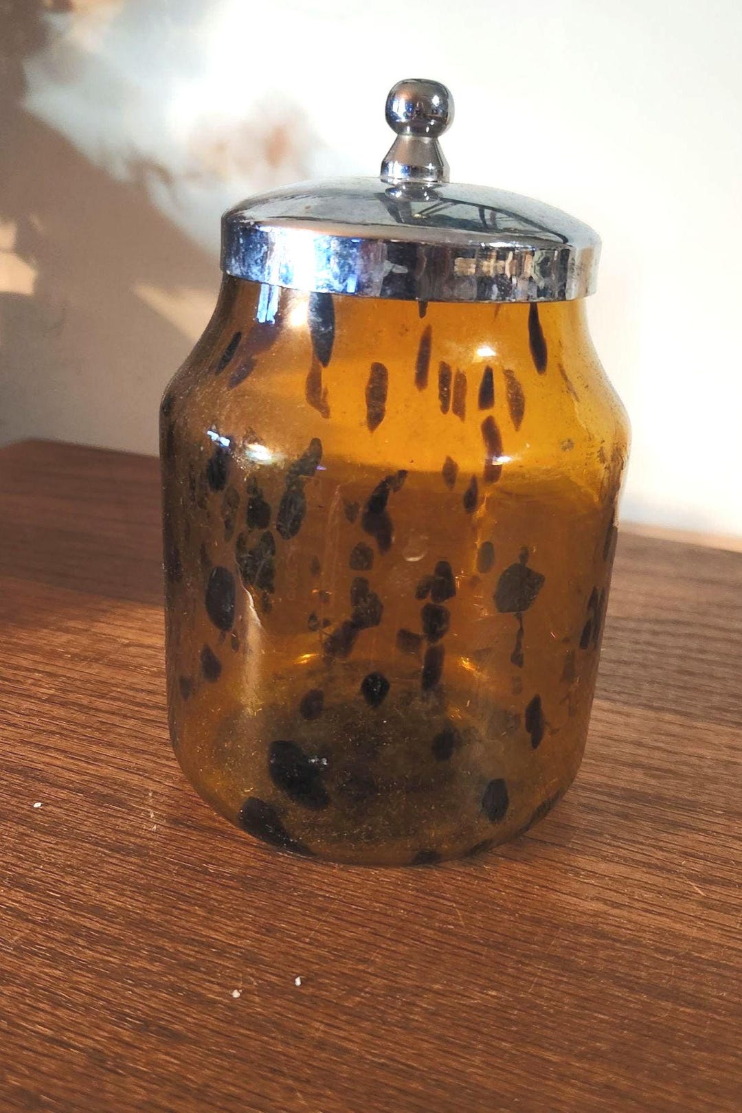 Vintage Zodax Tortoise Shell Art Glass Apothecary Jar With Lid - Etsy