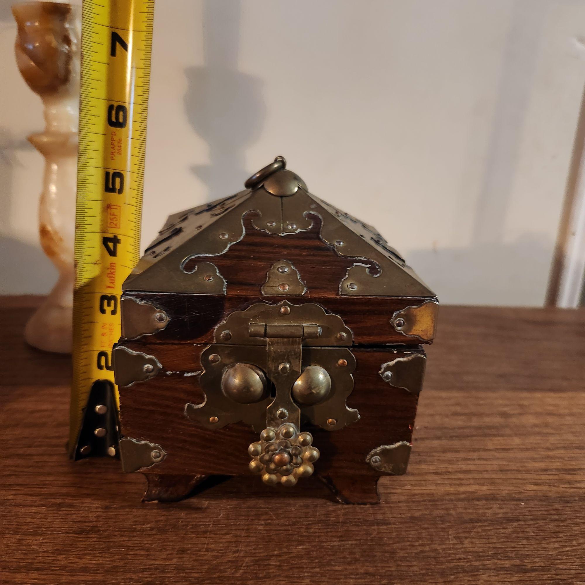Antique 1910 Korean Wooden Prayer Jewelry Box With Brass Detailing ...