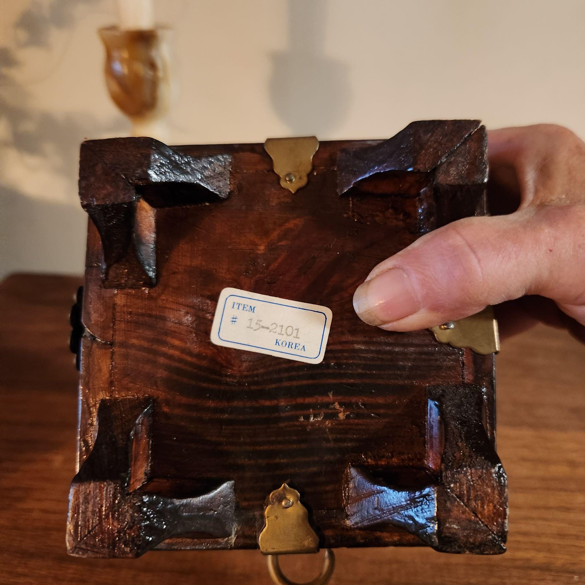 Antique 1910 Korean Wooden Prayer Jewelry Box With Brass Detailing ...