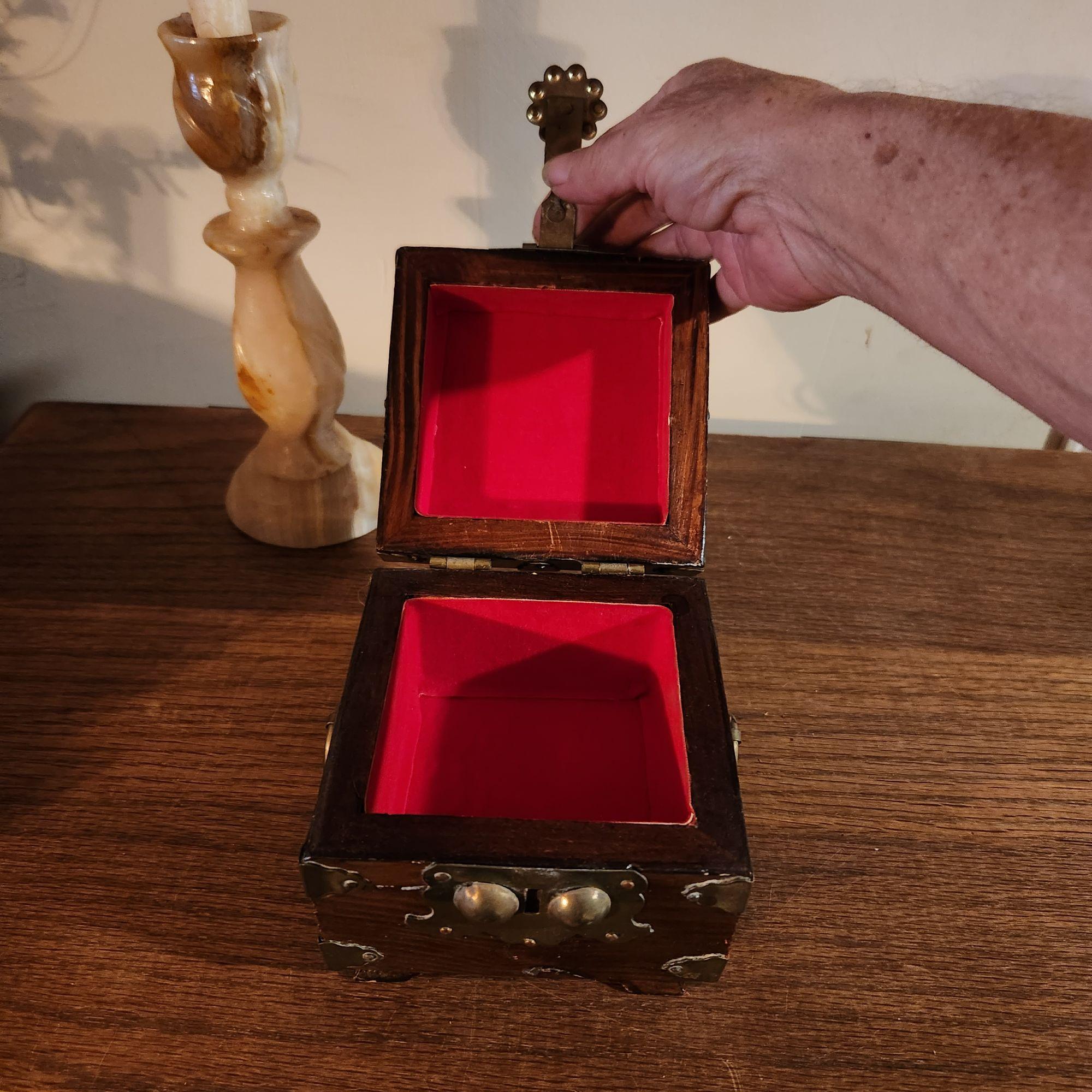 Antique 1910 Korean Wooden Prayer Jewelry Box With Brass Detailing ...