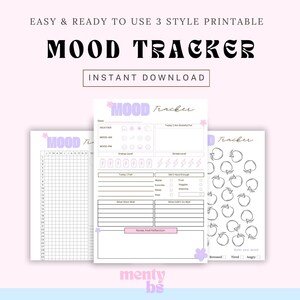 Mood Tracker Printable Daily Journal Prompt Mood Chart, Emotion Tracker ...
