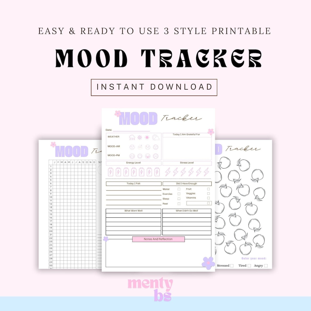 Mood Tracker Printable Daily Journal Prompt Mood Chart, Emotion Tracker ...