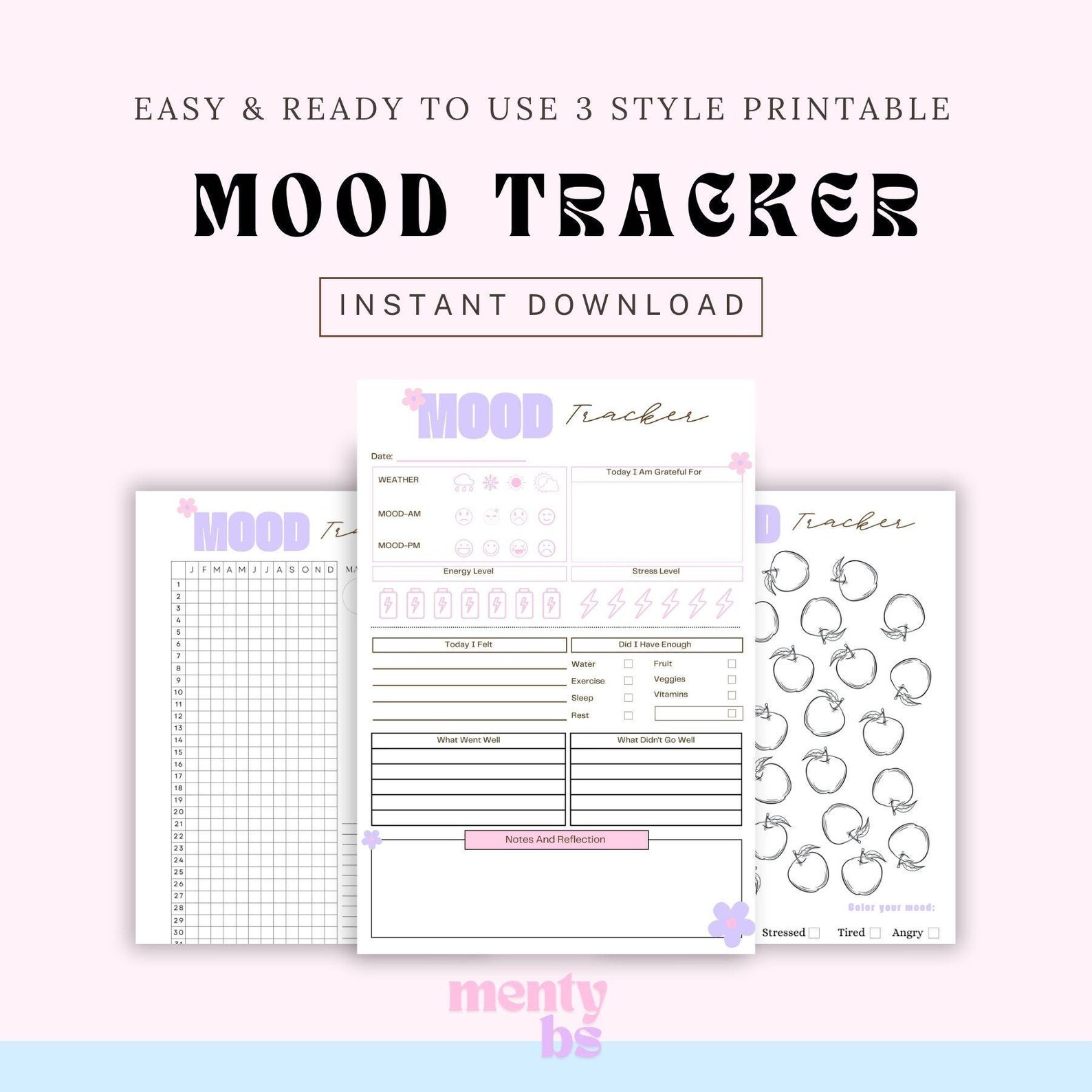Mood Tracker Printable Daily Journal Prompt Mood Chart, Emotion Tracker ...