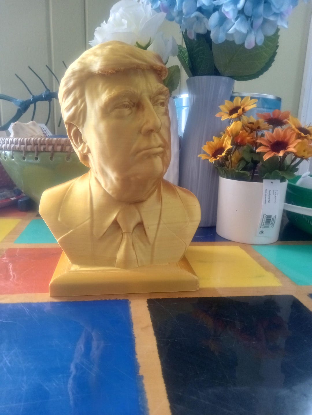 Donald Trump Bust Elegant Silk Gold PLA Sculpture Perfect for ...