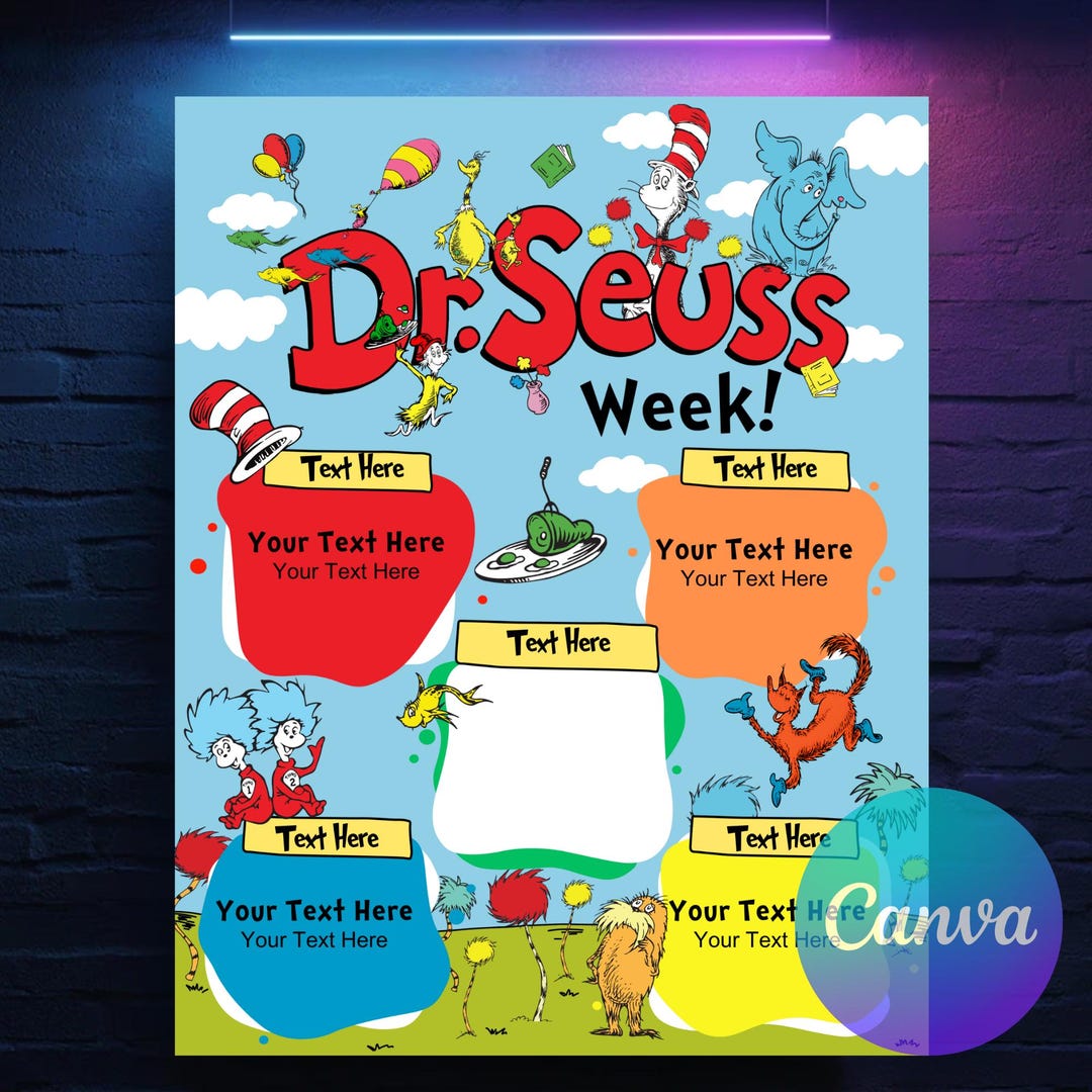Editable Dr Seuss Template, School Reading Flyer, Printable and Digital ...