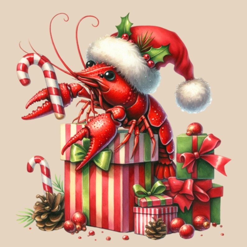 Cajun Christmas Clipart, Watercolor Cajun Santa and Alligator Clip Art ...