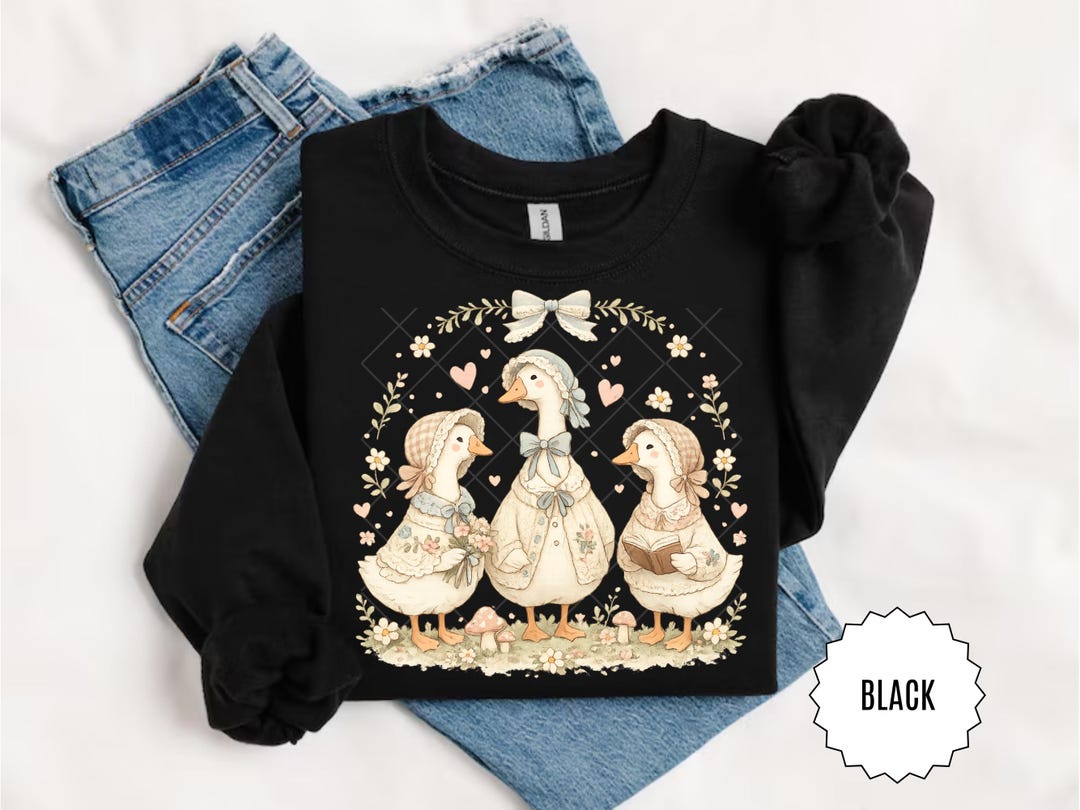Grannycore Thrifted Geese Trio PNG, Vintage Grandma Goose Digital ...