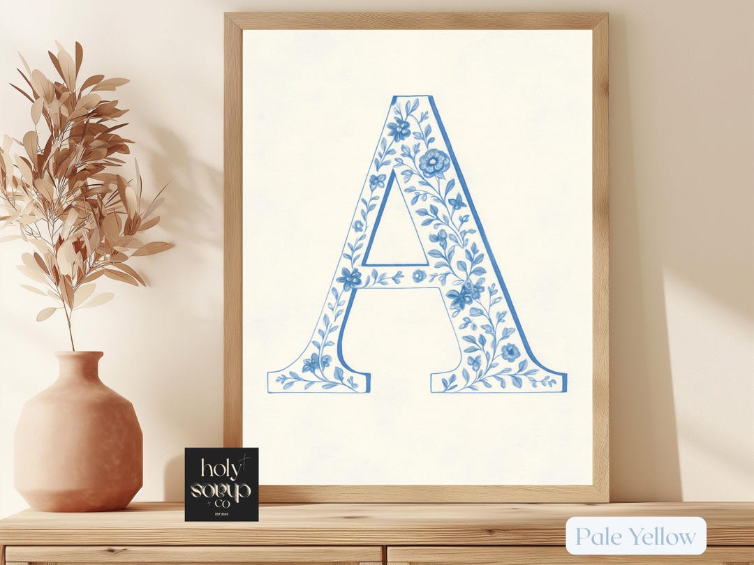 Chinoiserie Monogram Alphabet Print: Coastal Blue Letter Art (digital ...