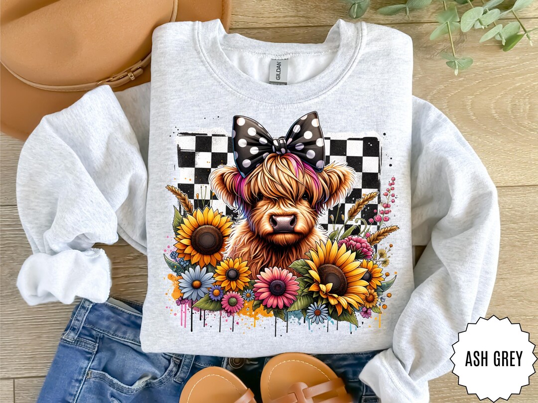 Highland Cow Shirt PNG, Farmhouse Animal Sunflower Cow Sublimation ...