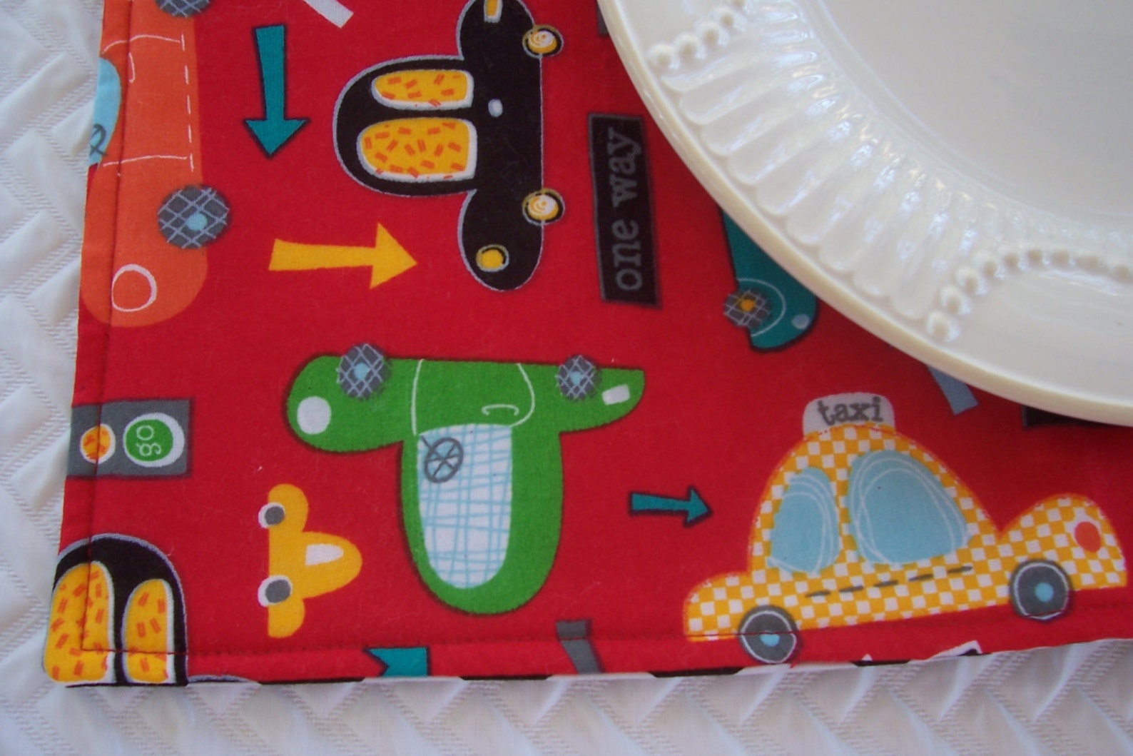 Single Fabric Placemat, Fun Cars Placemat, Boys Placemat, Kid Placemat ...