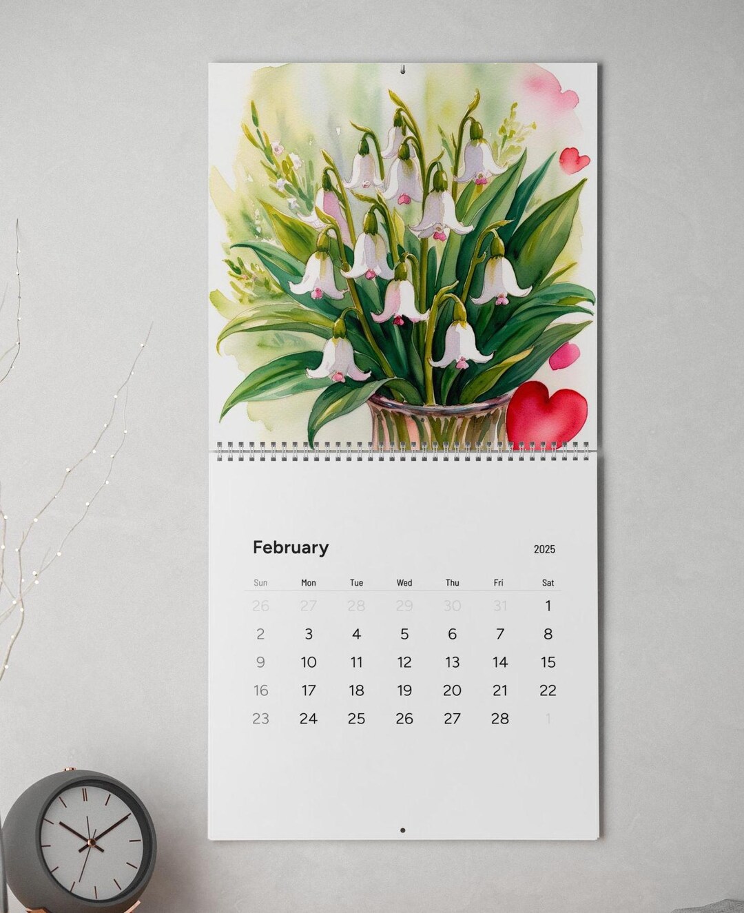 2025 May Birth Flower Calendar Lily of the Valley Wall Art Elegant ...