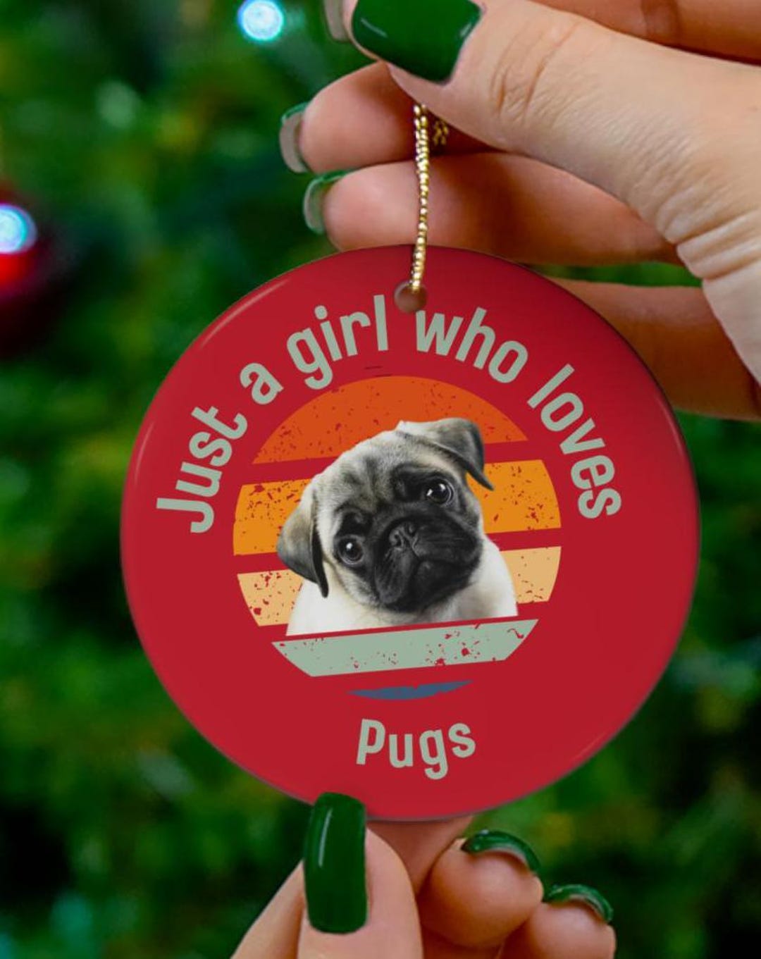 Pug Ornament: Double-sided Dog Breed Graphics, Dog Lover Gift - Etsy