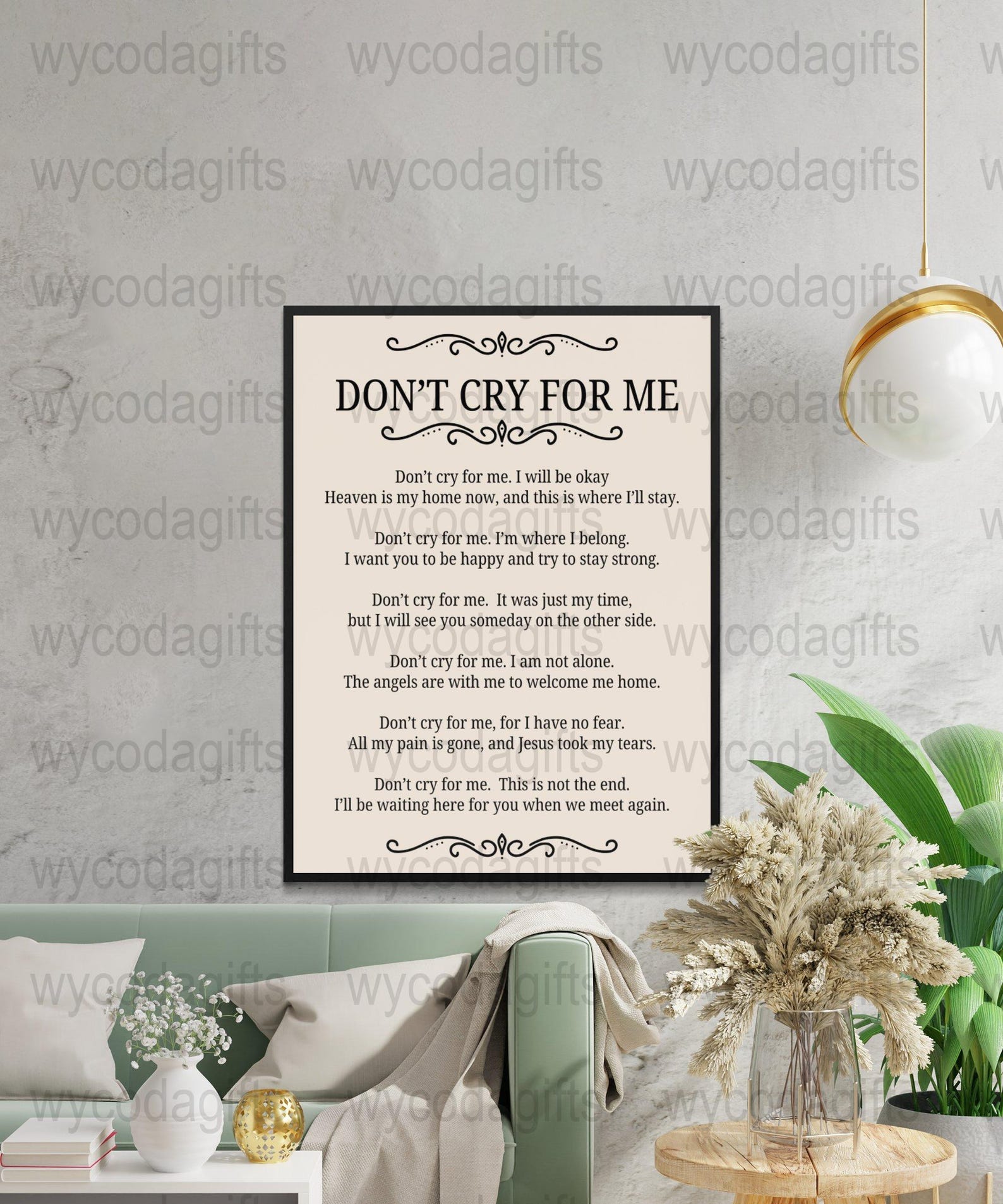 Don't Cry for Me Poster, Memorial Poem Printable, Digital Download ...
