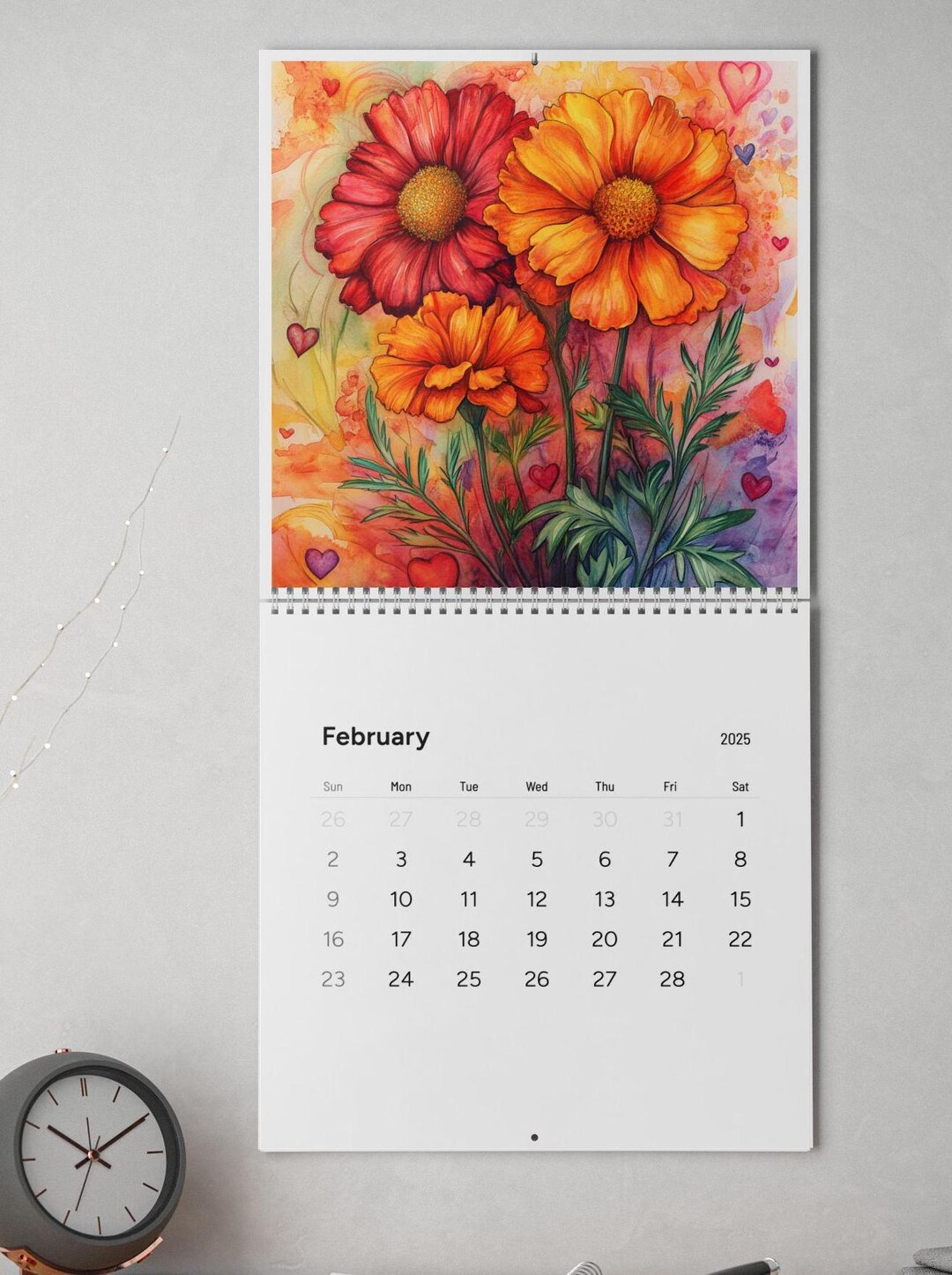 2025 October Birth Flower Calendar Marigold and Cosmos Monthly Floral ...