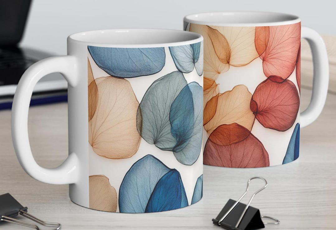 Pressed Flowers Ceramic Mug: Botanical Floral Design - Etsy