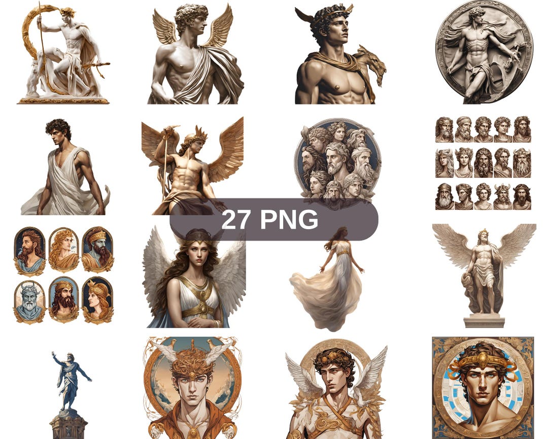 27 Greek Gods PNG & SVG Bundle | High-quality Ancient Statue Art for ...
