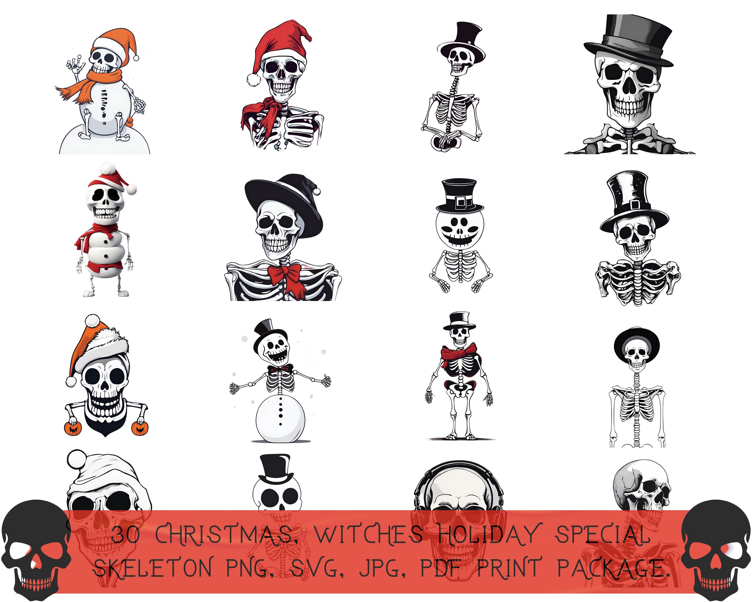 Skeleton PNG Bundle | 30 Unique Skeleton Designs for Halloween ...