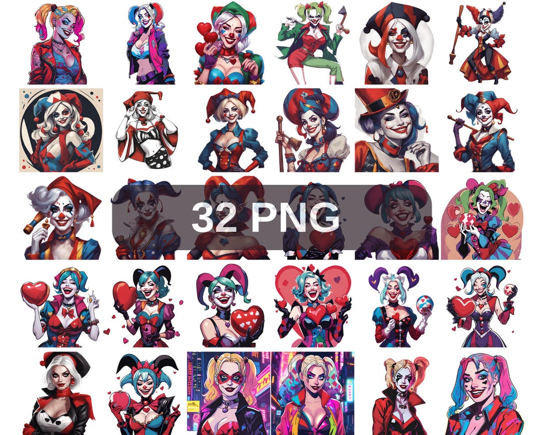 Harley Quinn PNG and SVG Design Pack 32 High-quality Designs for T ...
