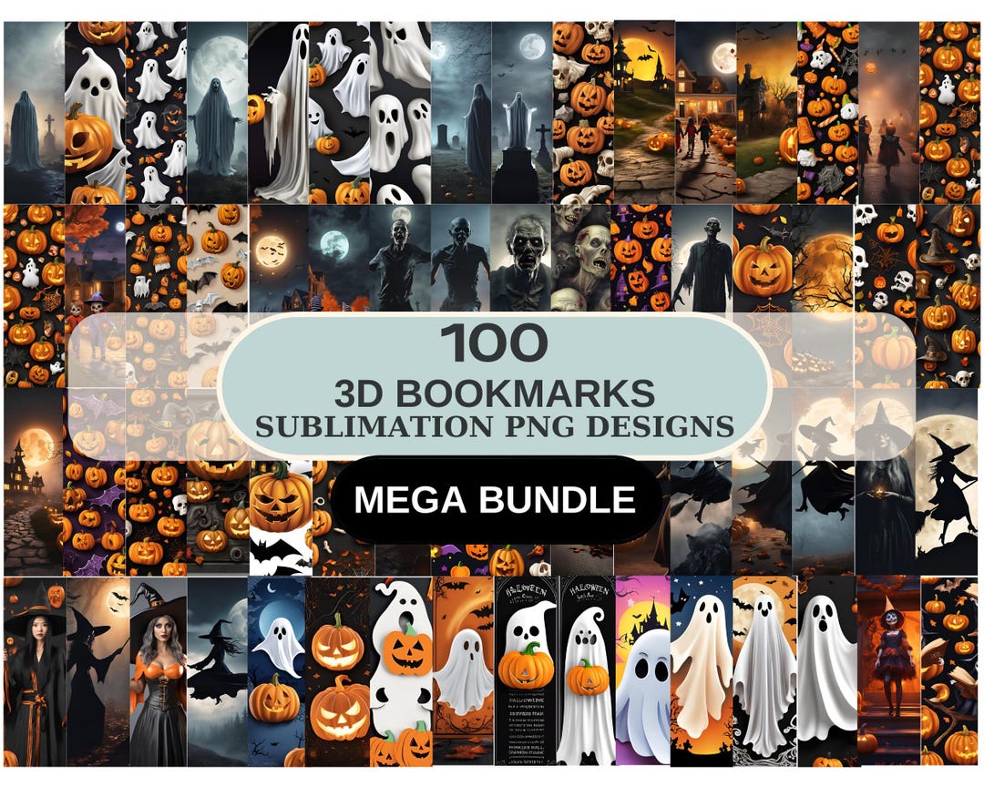 Halloween Bookmarks Bundle 100 Spooky Bookmarks for Halloween Gifts ...