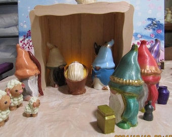 Gnome Nativity Set, Clay Gnometivity Christmas Home Decor - Etsy