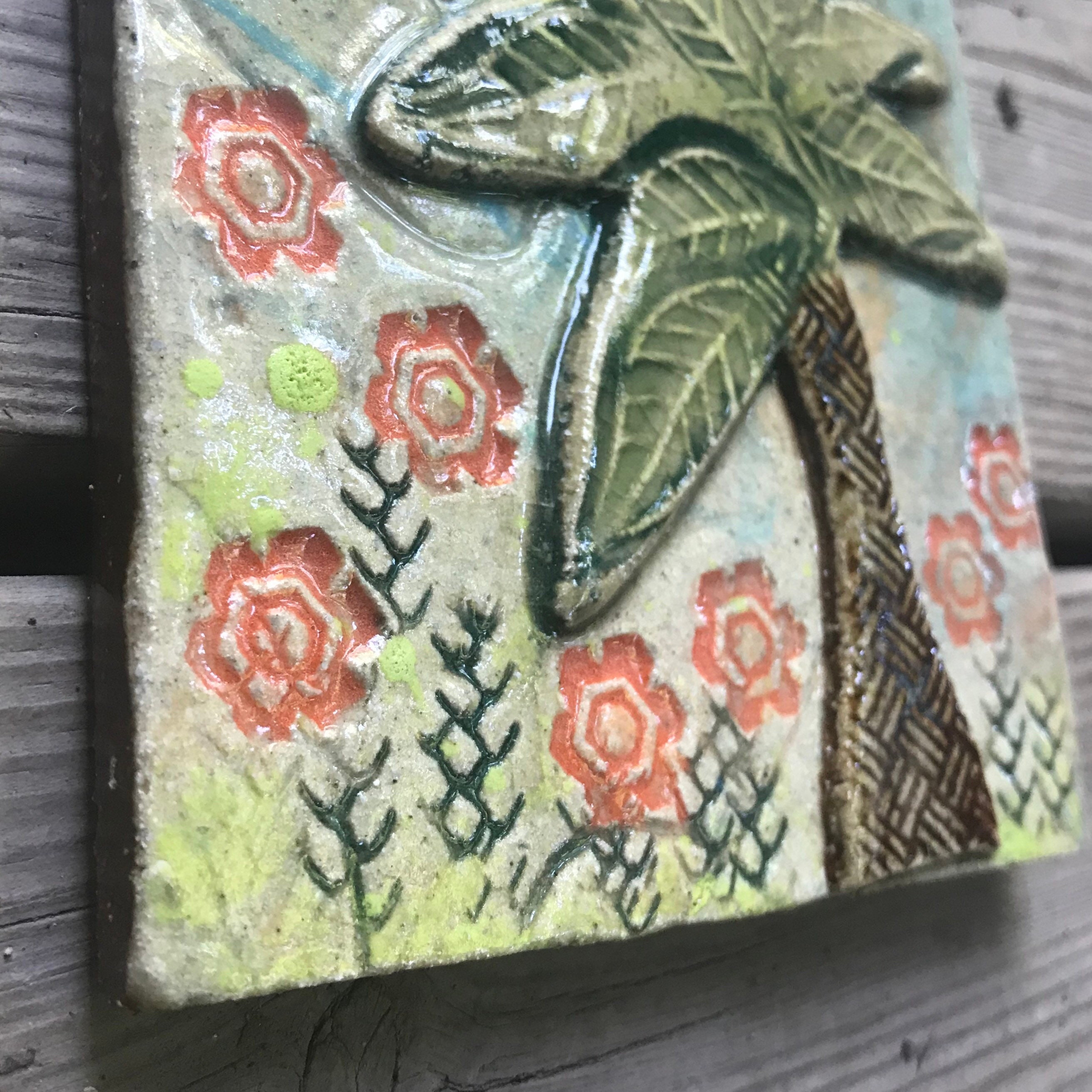 Palm Tree Stoneware Tile - Etsy