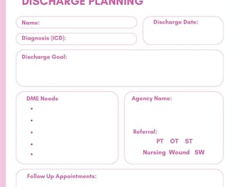 Discharge Planning Template, Fillable and Printable PDF, Medical ...