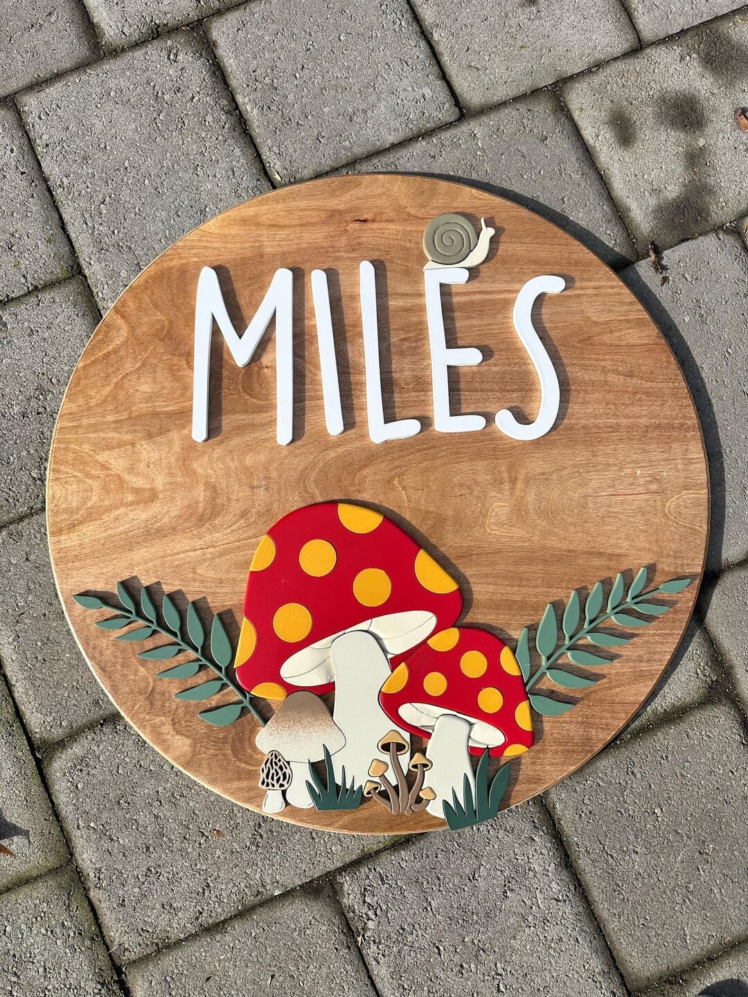 3D Custom Mushroom Nursery Round Sign, Morel Mushroom Nursery Sign ...