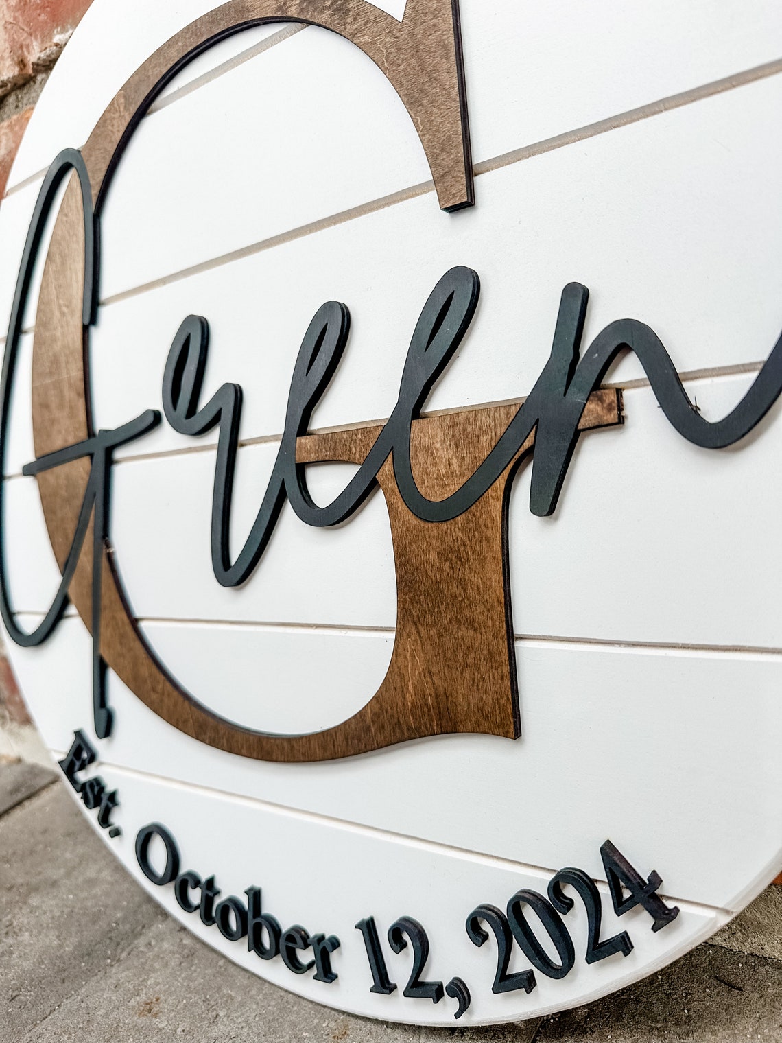 Wedding Last Name Round Shiplap Door Hanger Sign - Etsy