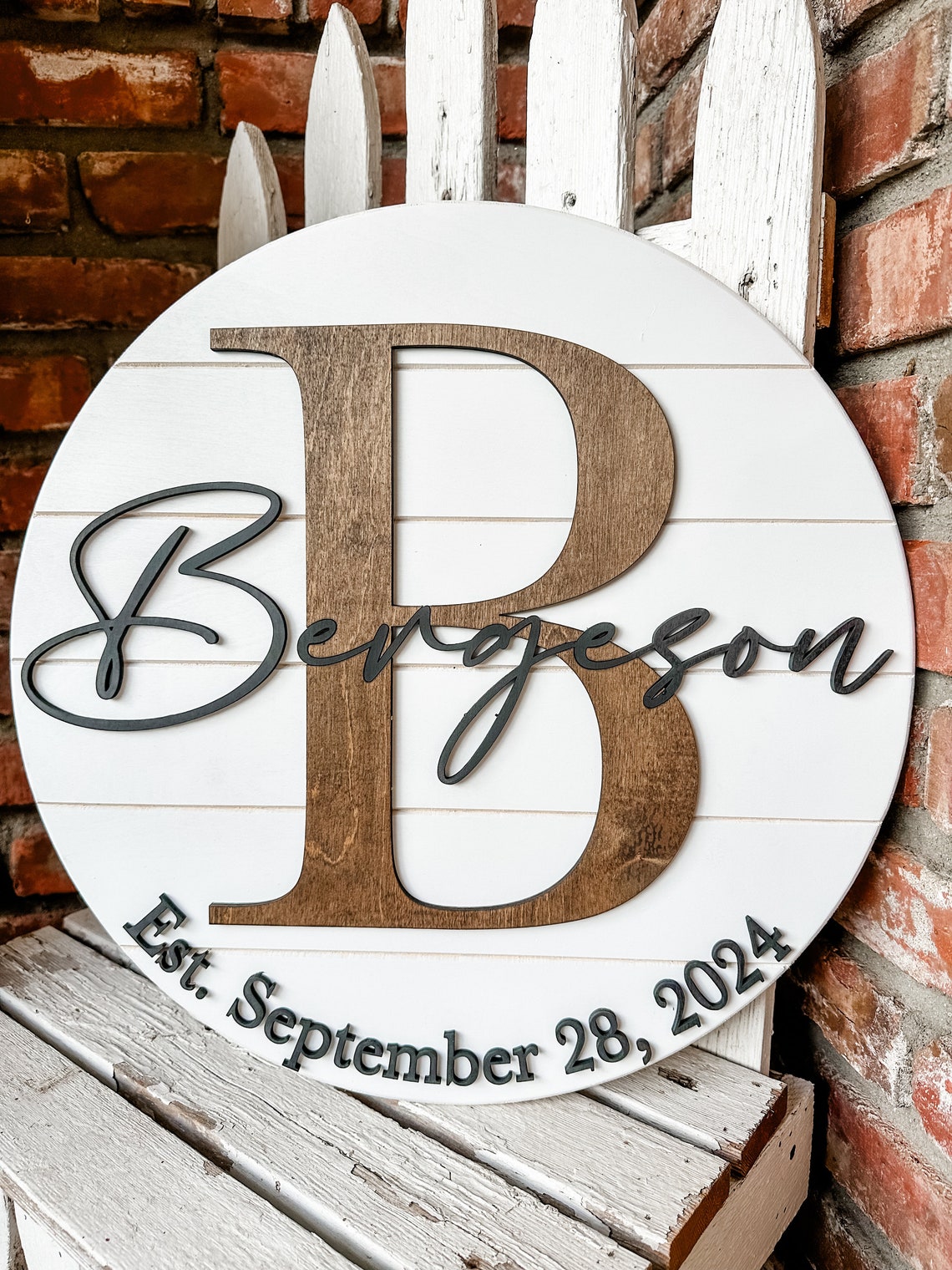 Wedding Last Name Round Shiplap Door Hanger Sign - Etsy