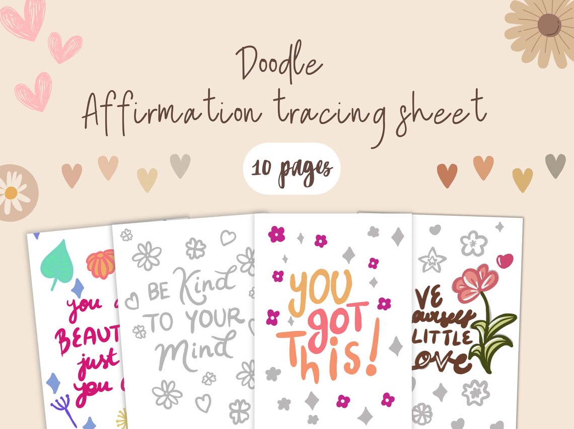 Coloring Pages| Doodle Affirmation Tracing Sheet | Procreate Tracing ...