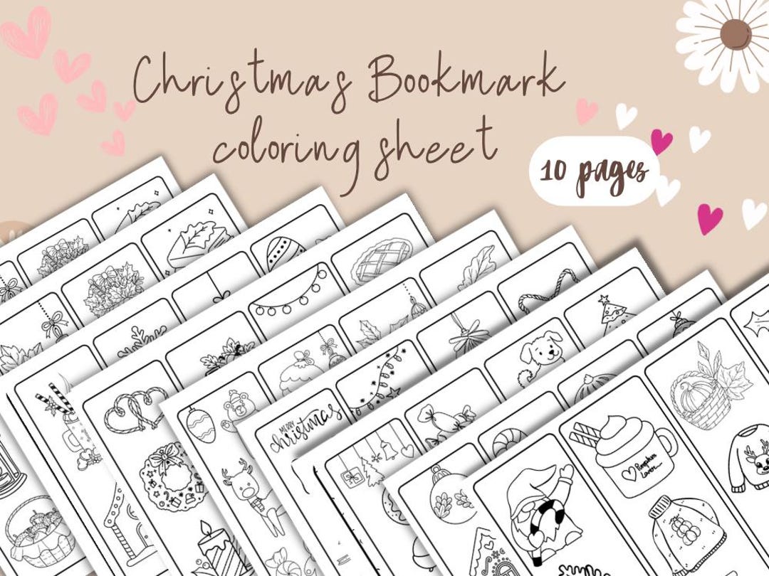 Christmas Coloring Bookmarks | 40 Festive Designs (PDF Download) - Etsy